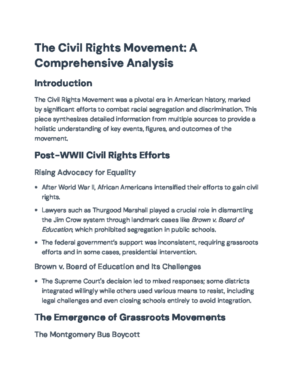 The Civil Rights Movement: Key Events and Impacts Analysis (HIST101 ...