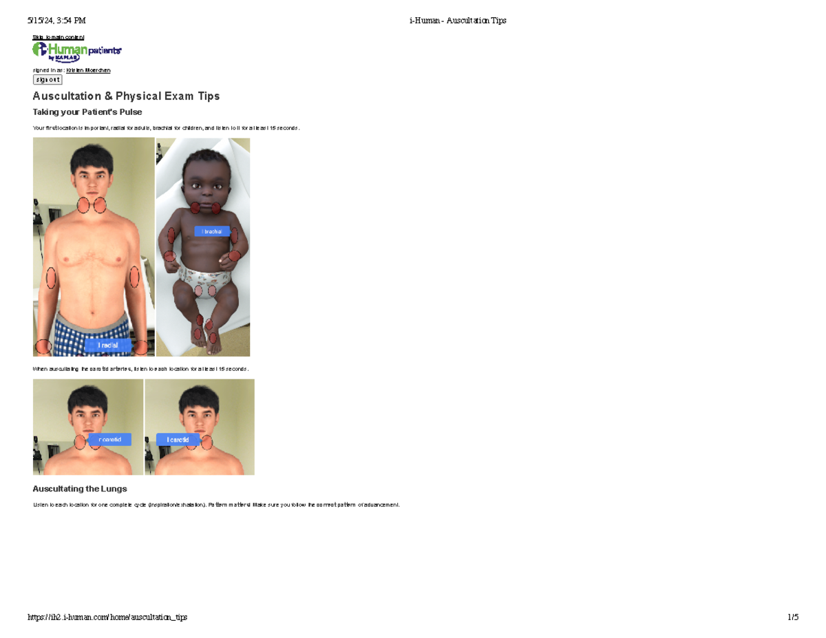 I-Human: Essential Auscultation & Physical Exam Techniques Tips - Studocu