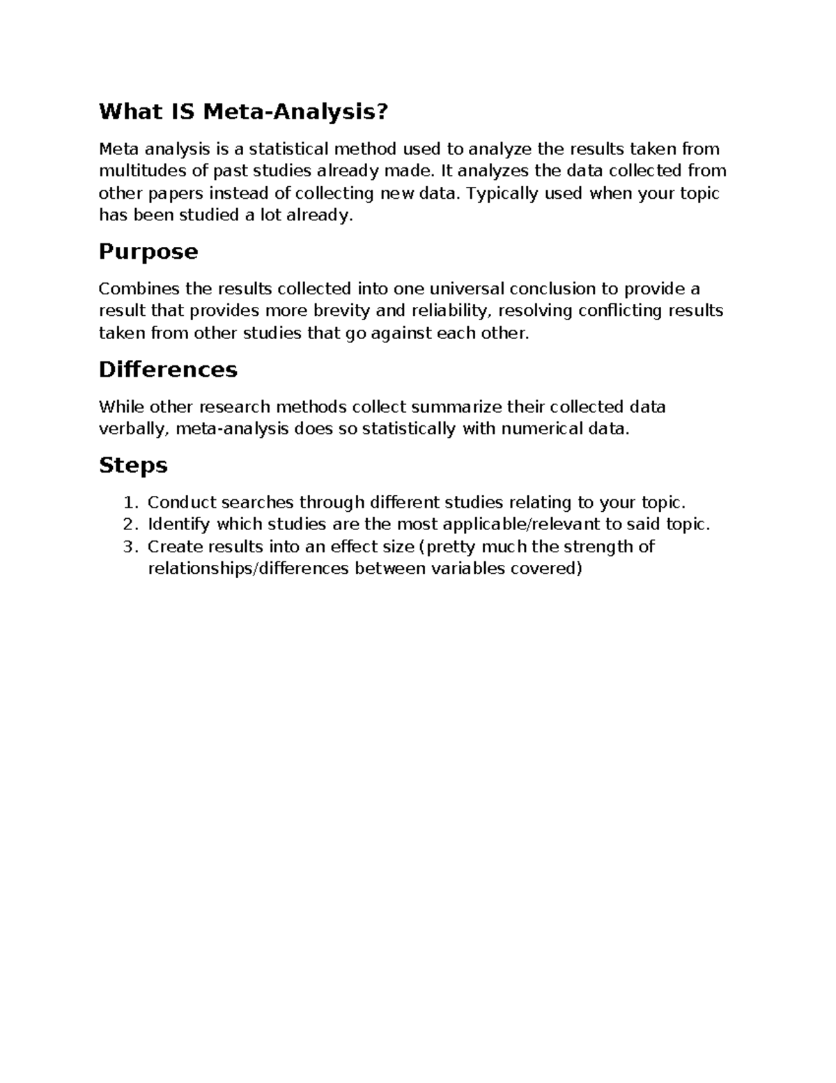 Methodology Notes on Meta-Analysis Techniques - Studocu
