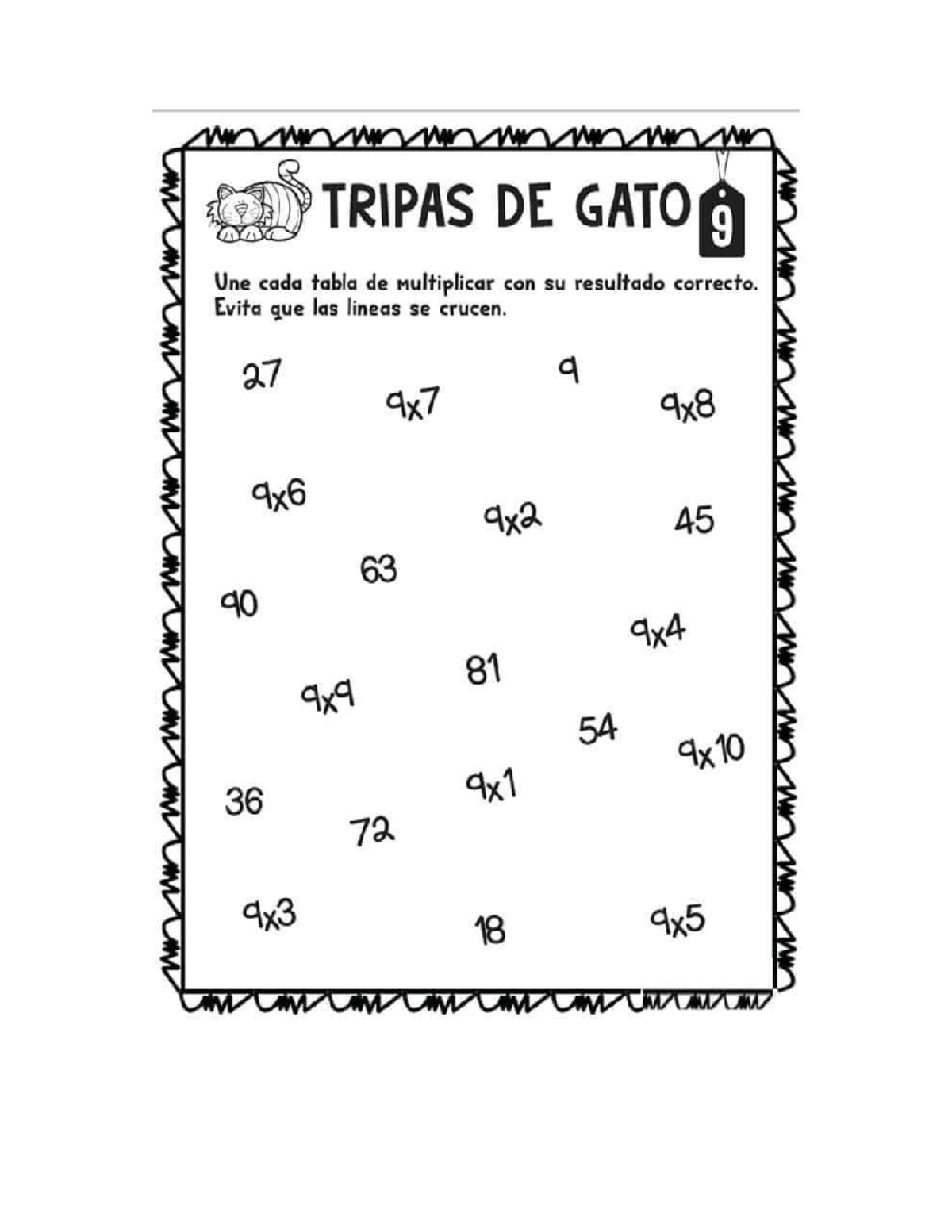 Tablas de Multiplicar con Tripas de Gato: Ejercicios de Unión - Studocu