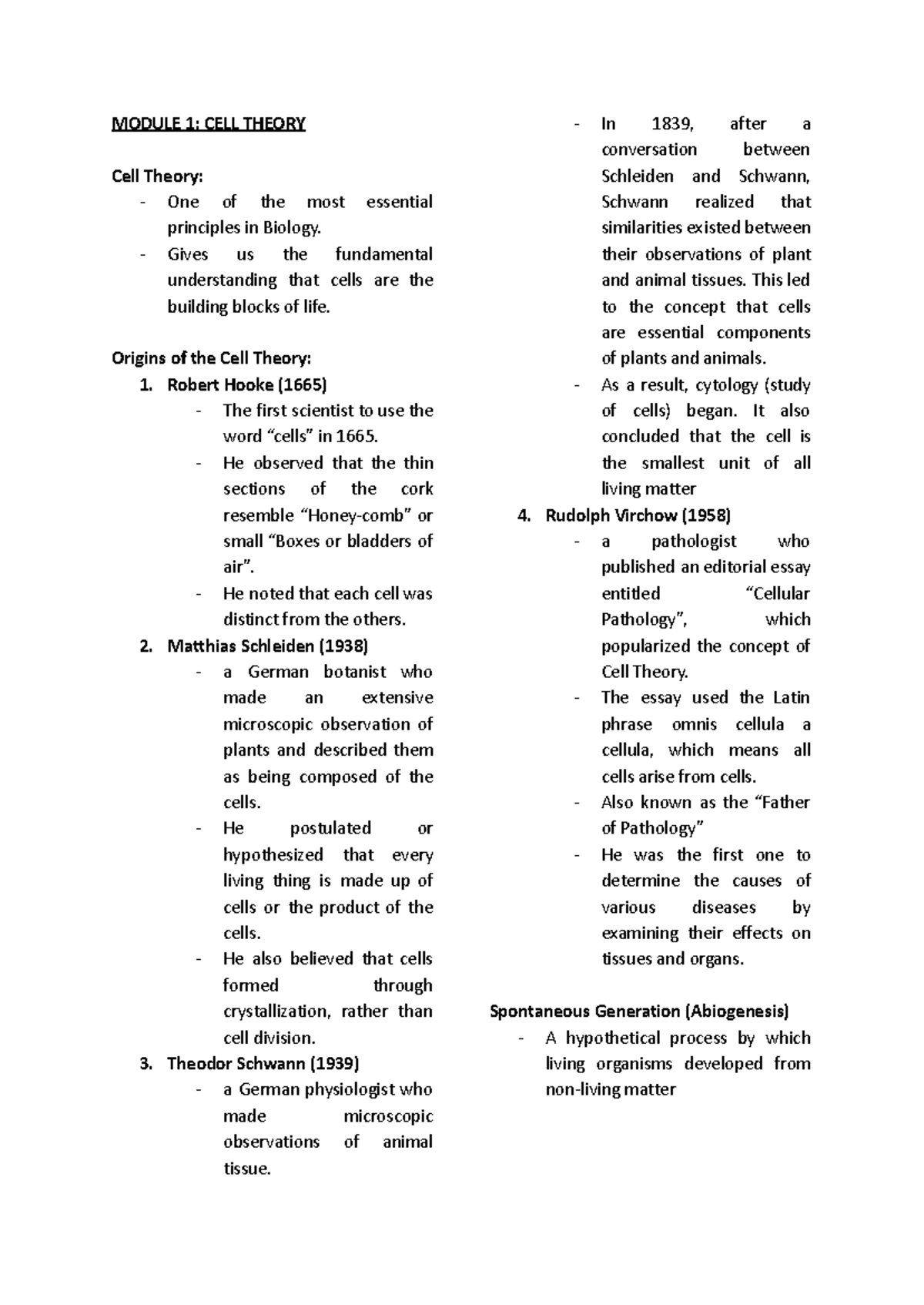 GEN.BIO 1ST Quarter Review: Cell Theory & Organelles - Studocu