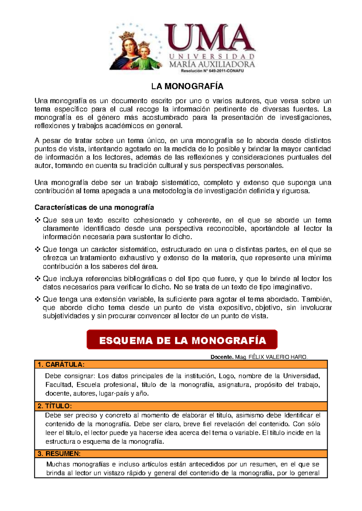 Esquema de la Monografía: Estructura y Desarrollo Académico - Studocu