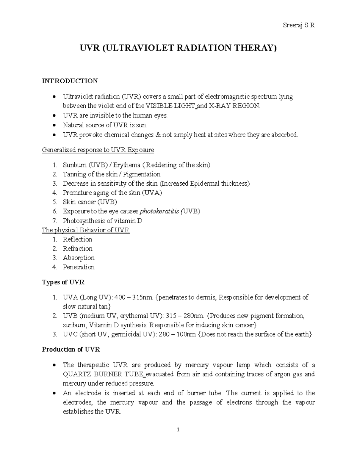 UVR (Ultraviolet Radiation) Therapy: Introduction and Applications ...