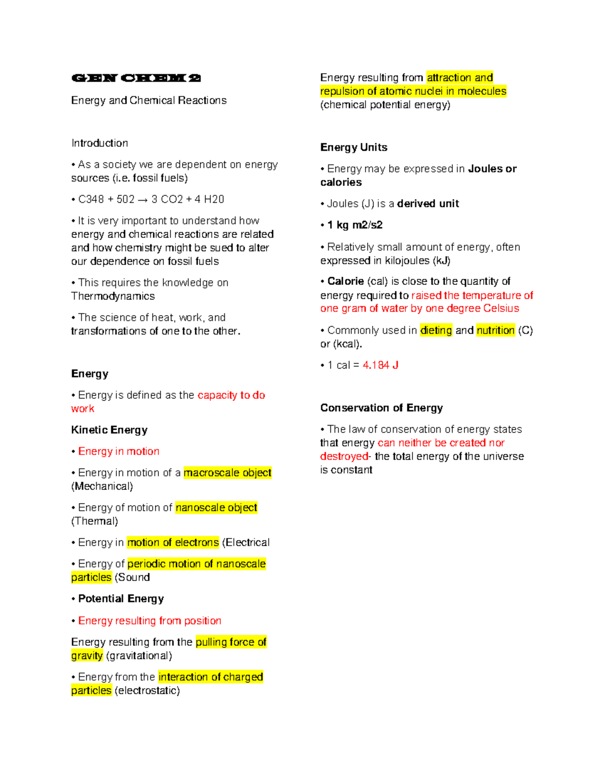 GEN CHEM 2 quiz - chem - GEN CHEM 2 Energy and Chemical Reactions ...