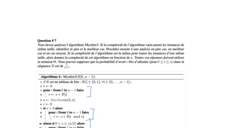 Analyse de la complexité de l'algorithme Mystère3 - Exercice 7 (Série 5) - Studocu