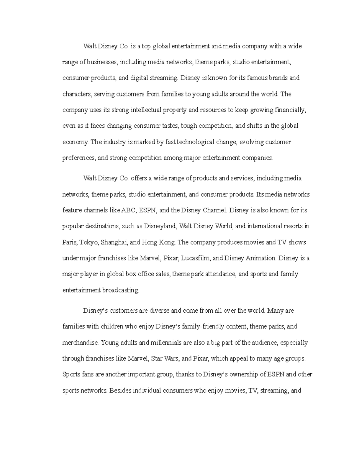 FIN 330 Module One Assignment: Analyzing Walt Disney Co. - Studocu