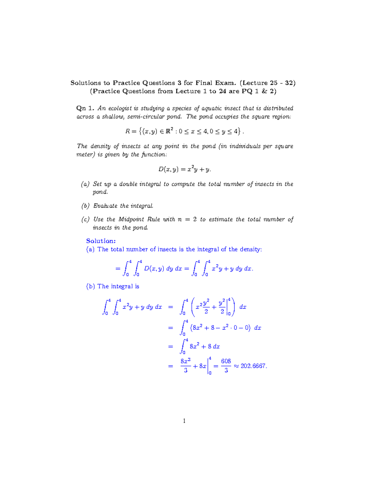 Practice Solutions for Final Exam (Lecture 25 32) - Studocu