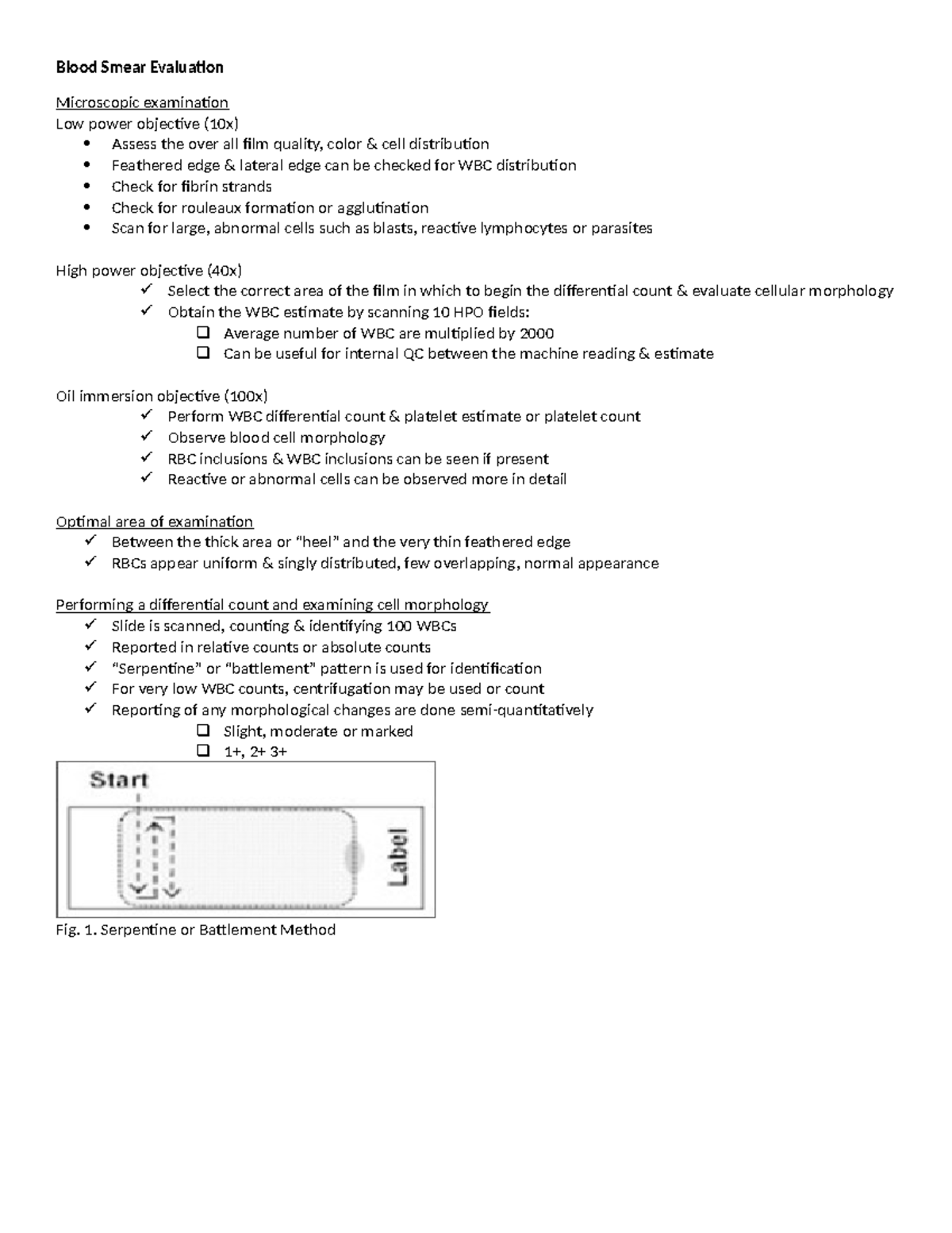 Blood Smear Evaluation Guide: Microscopy Techniques & Analysis - Studocu