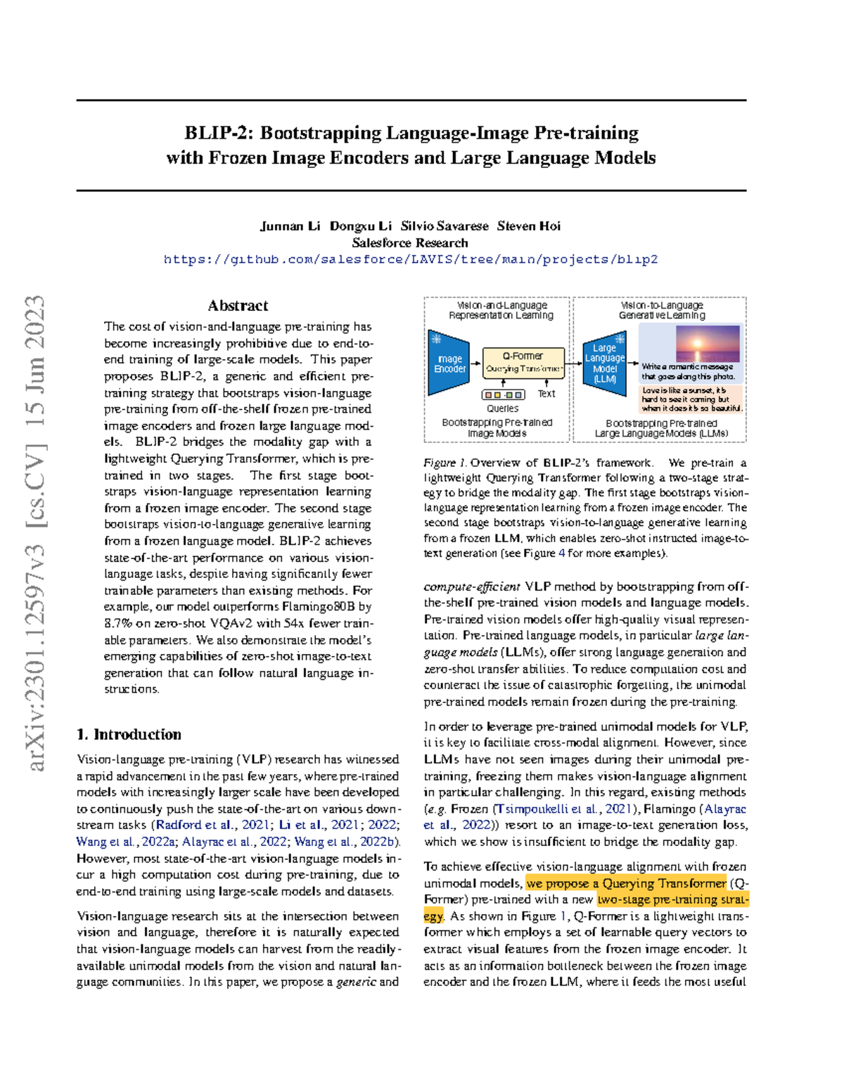 Bootstrapping with Frozen Image Encoders & LLMs: A VLP Approach - Studocu