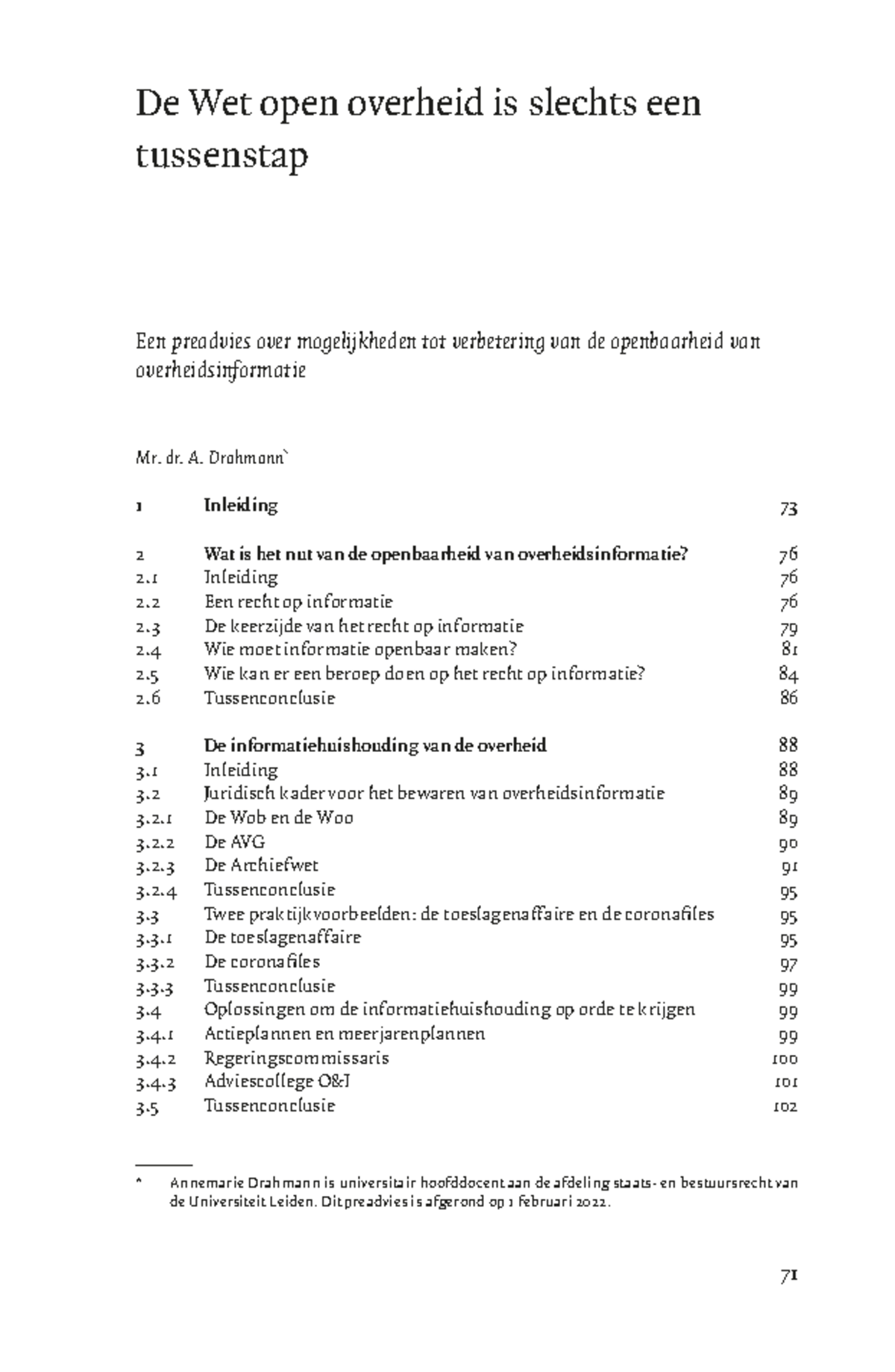 Verbetering van Openbaarheid van Overheidsinformatie: Preadvies VAR 168 ...