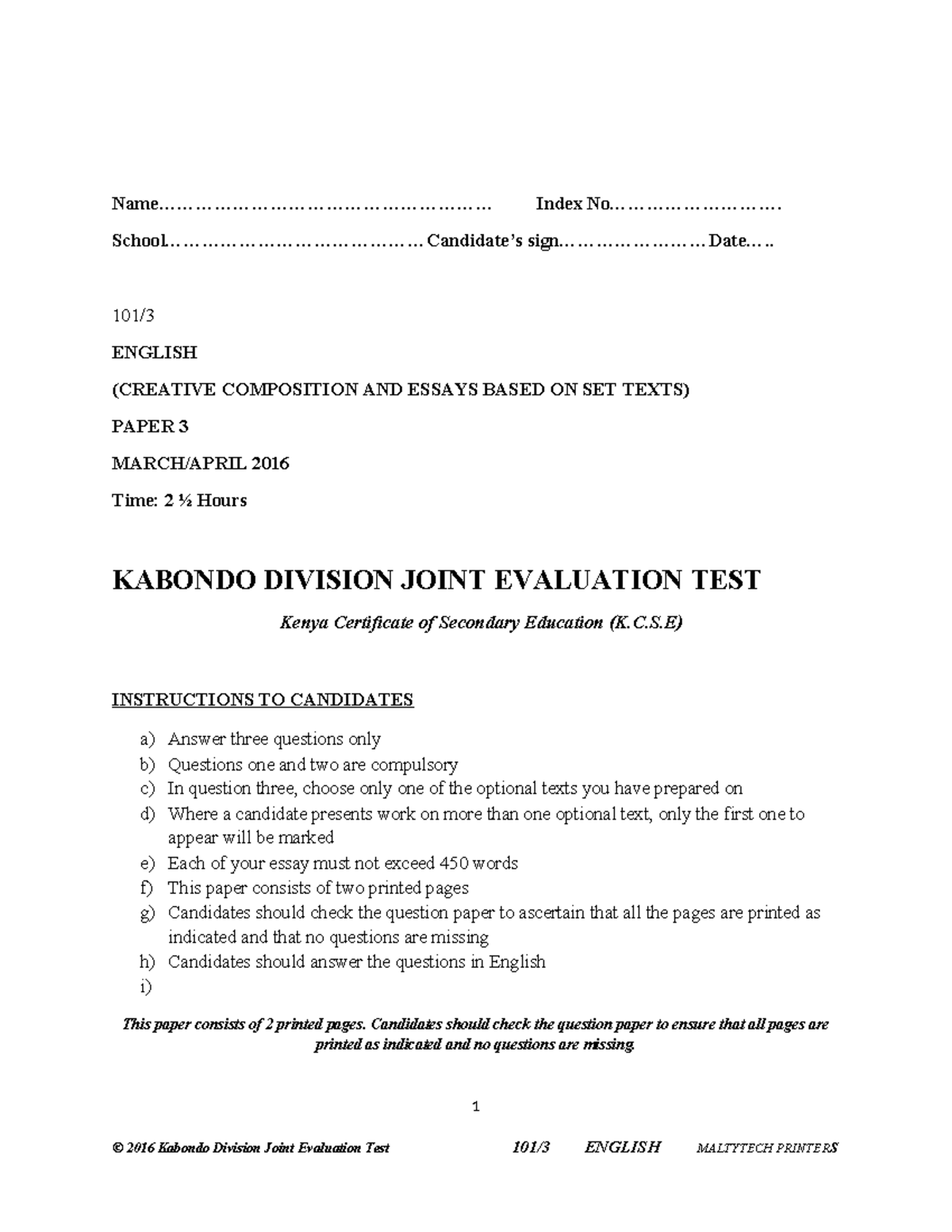 English PP3 - Revision - Name ...