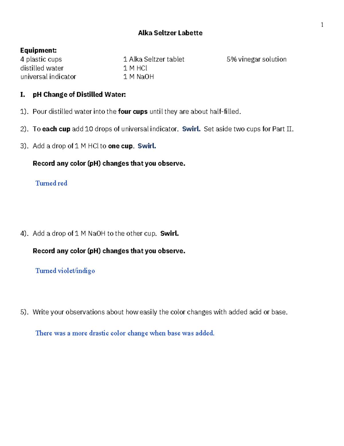 AB Buffer Lab Report: Alka Seltzer pH Experiment Analysis - Studocu