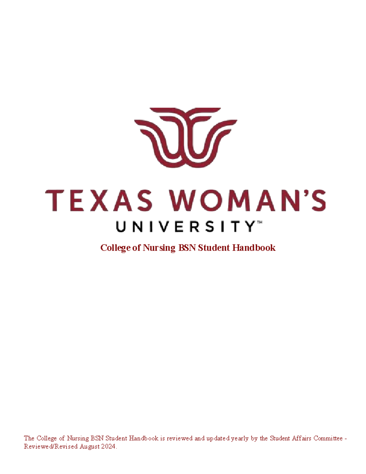 TWU College of Nursing BSN Student Handbook - Key Points Overview - Studocu