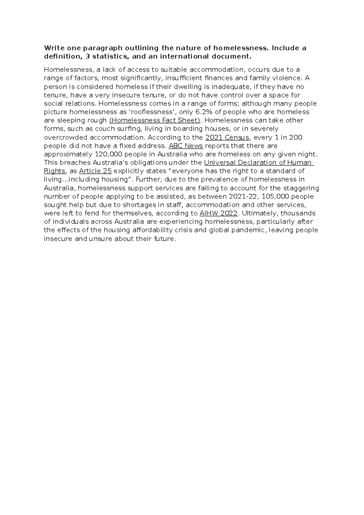 Homelessness Overview: Definition, Stats, and Global Context - Studocu