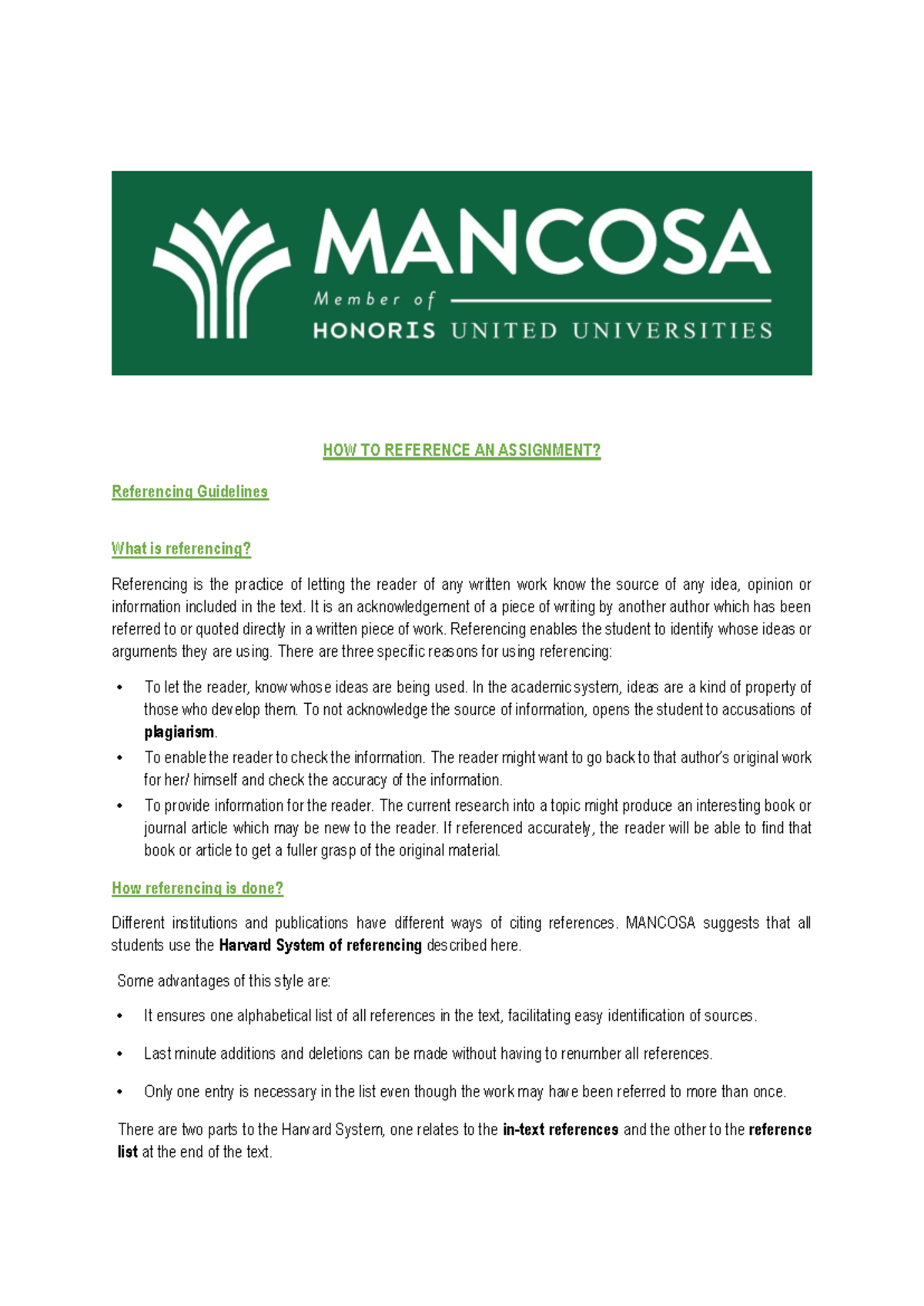 Referencing Guidelines for Assignments: Mastering Harvard Style - Studocu