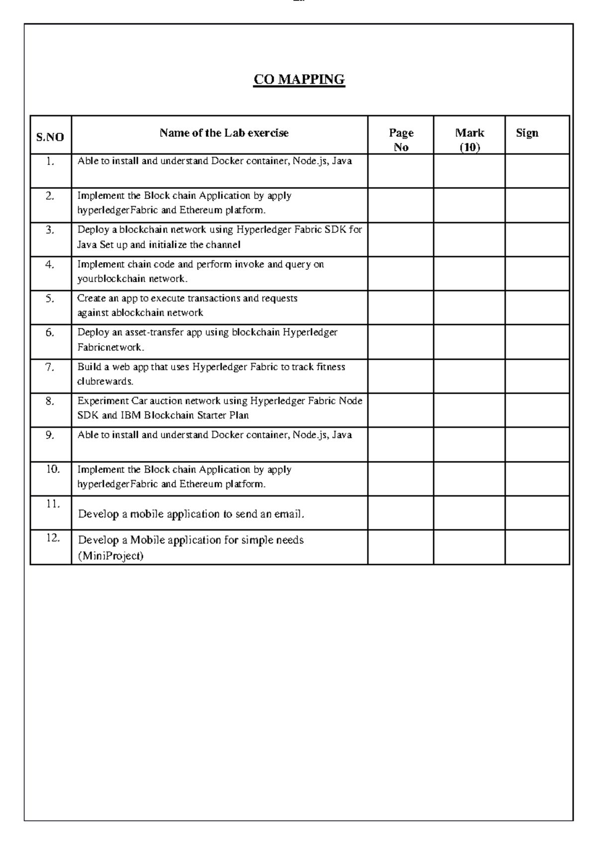 Ccs339 Blockchain Lab Manual: Hands-on with Hyperledger & Docker - Studocu