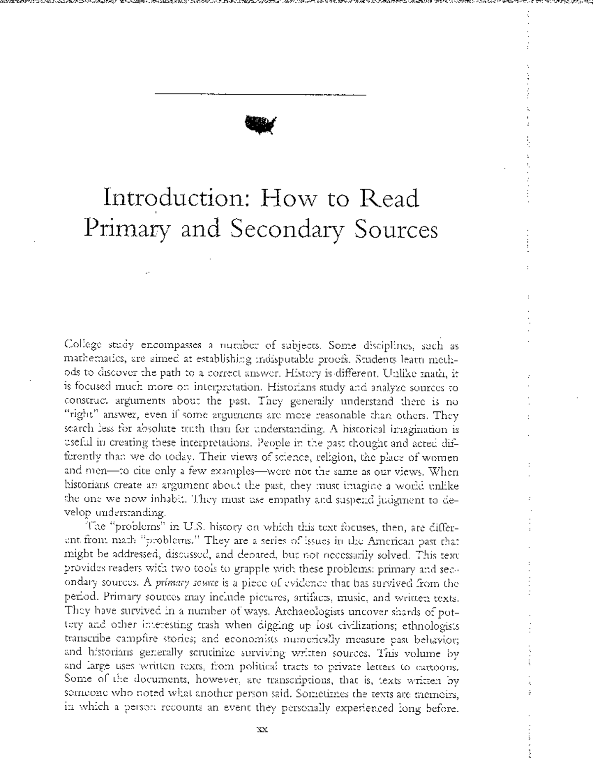 Understanding Primary and Secondary Sources in History - HIST101 ...
