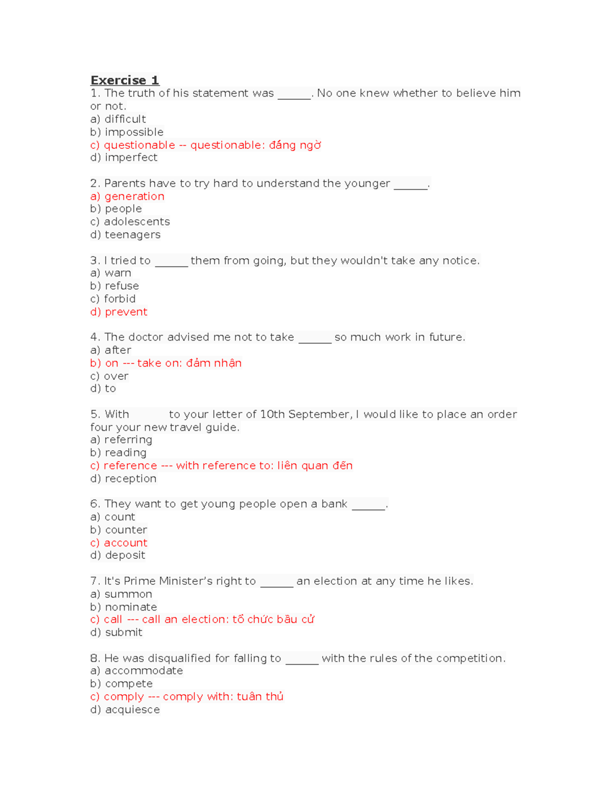Top 110 Advanced Lexical Exercises for English Major Students (12224 ...