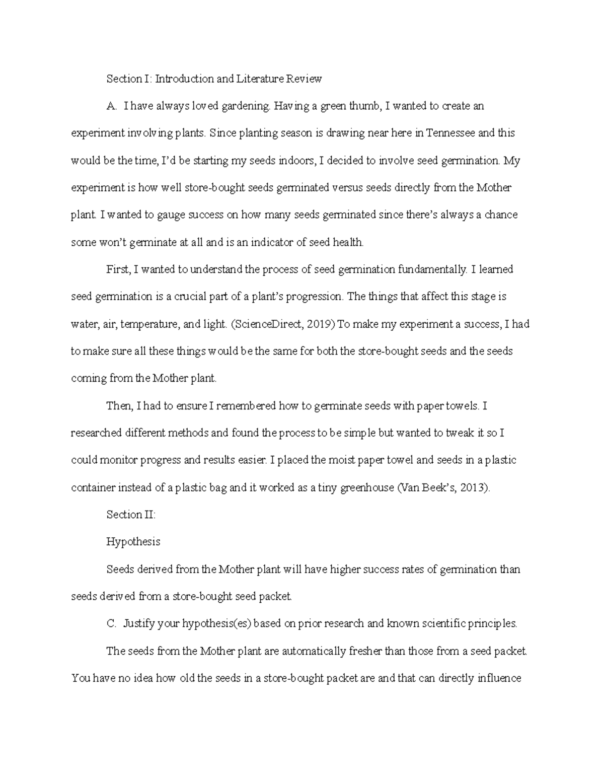 C683-Task 1: Seed Germination Experiment in Natural Science Lab - Studocu