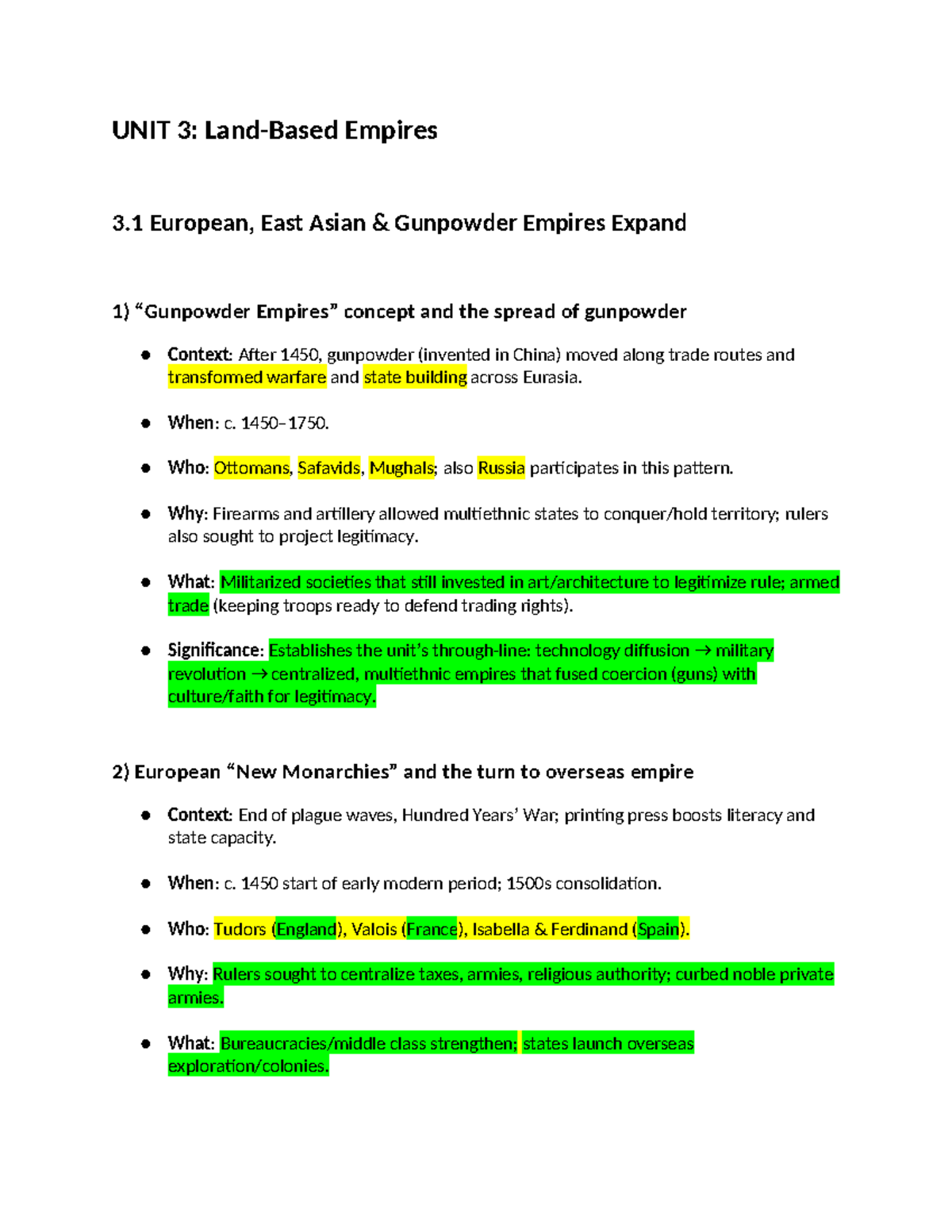 Unit 3: Empires and Gunpowder Expansion - Key Concepts and Contexts ...