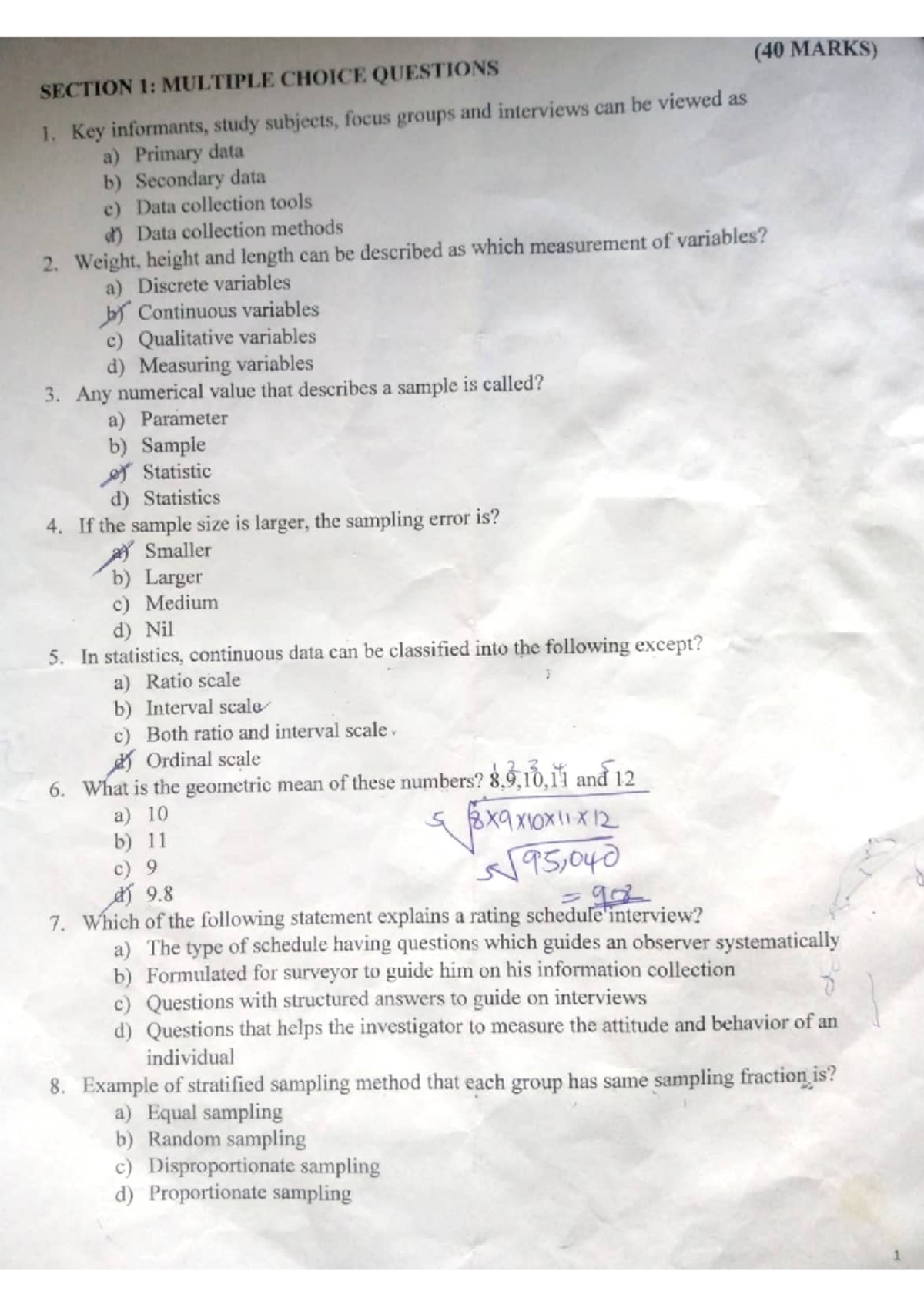 Statistics PAST Exam Paper: Analysis and Key Concepts - Studocu