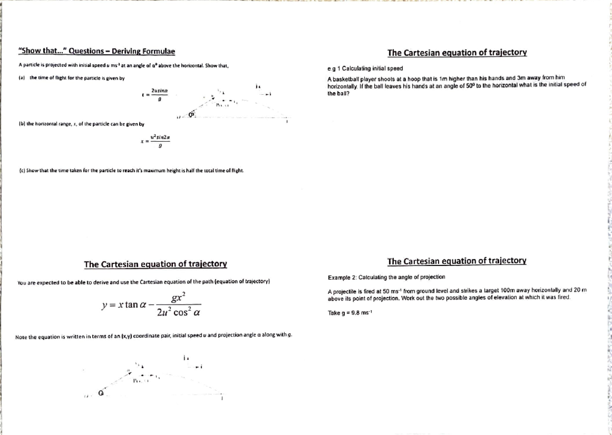Mechanics Practice Questions: Projectile Motion and Trajectory Analysis ...