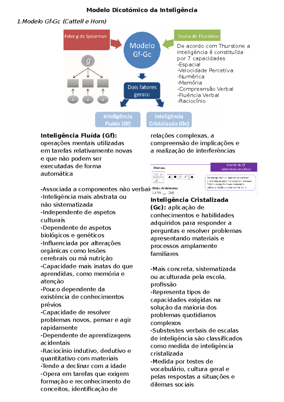 Apontamentos Teorias Gc Gf Três Camadas CHC - Modelo Dicotómico da ...