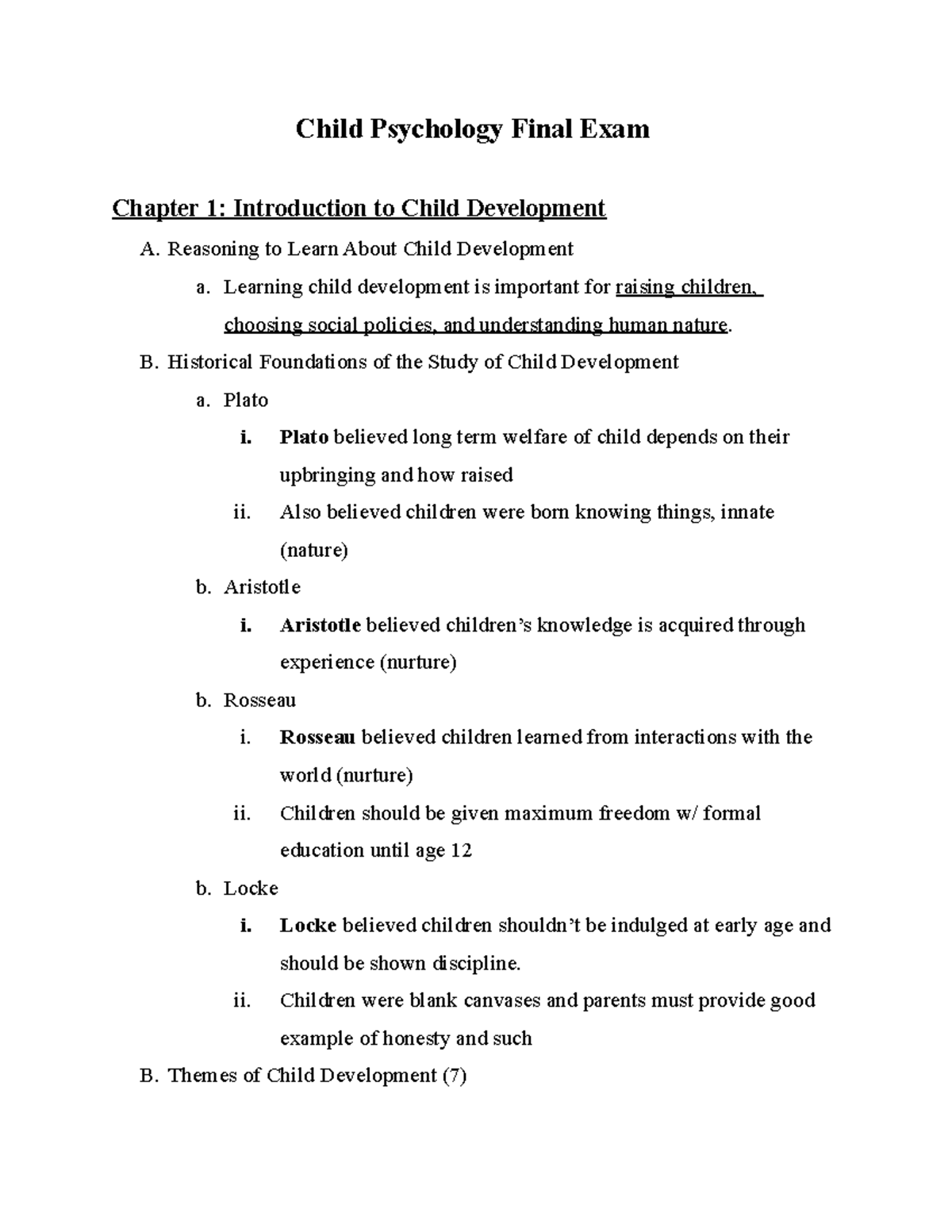 Child Psychology PSY 301 Final Exam Review Notes - Studocu