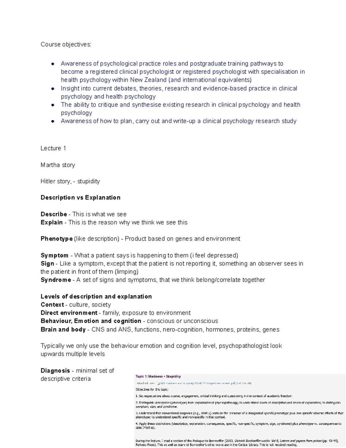 PSYC 203 Lecture Notes: Understanding Clinical Psychology Concepts ...