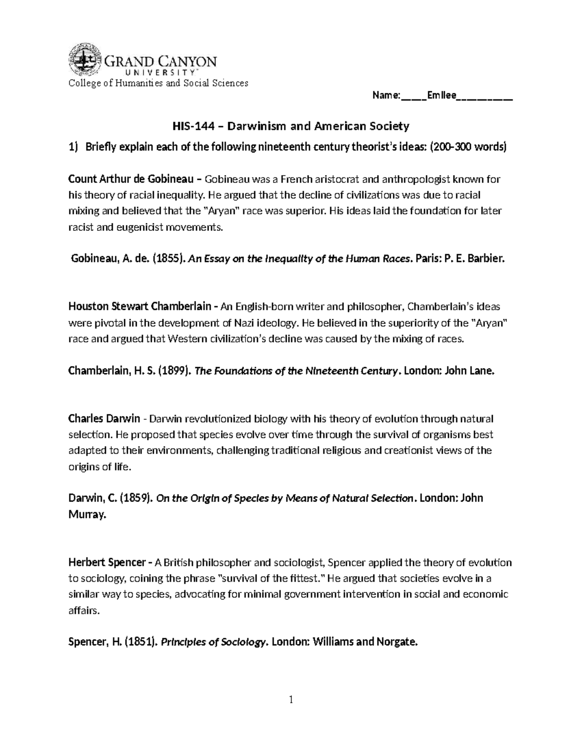 HIS-144.T-2.Darwinism and Society: Key Theorists and Concepts Worksheet ...