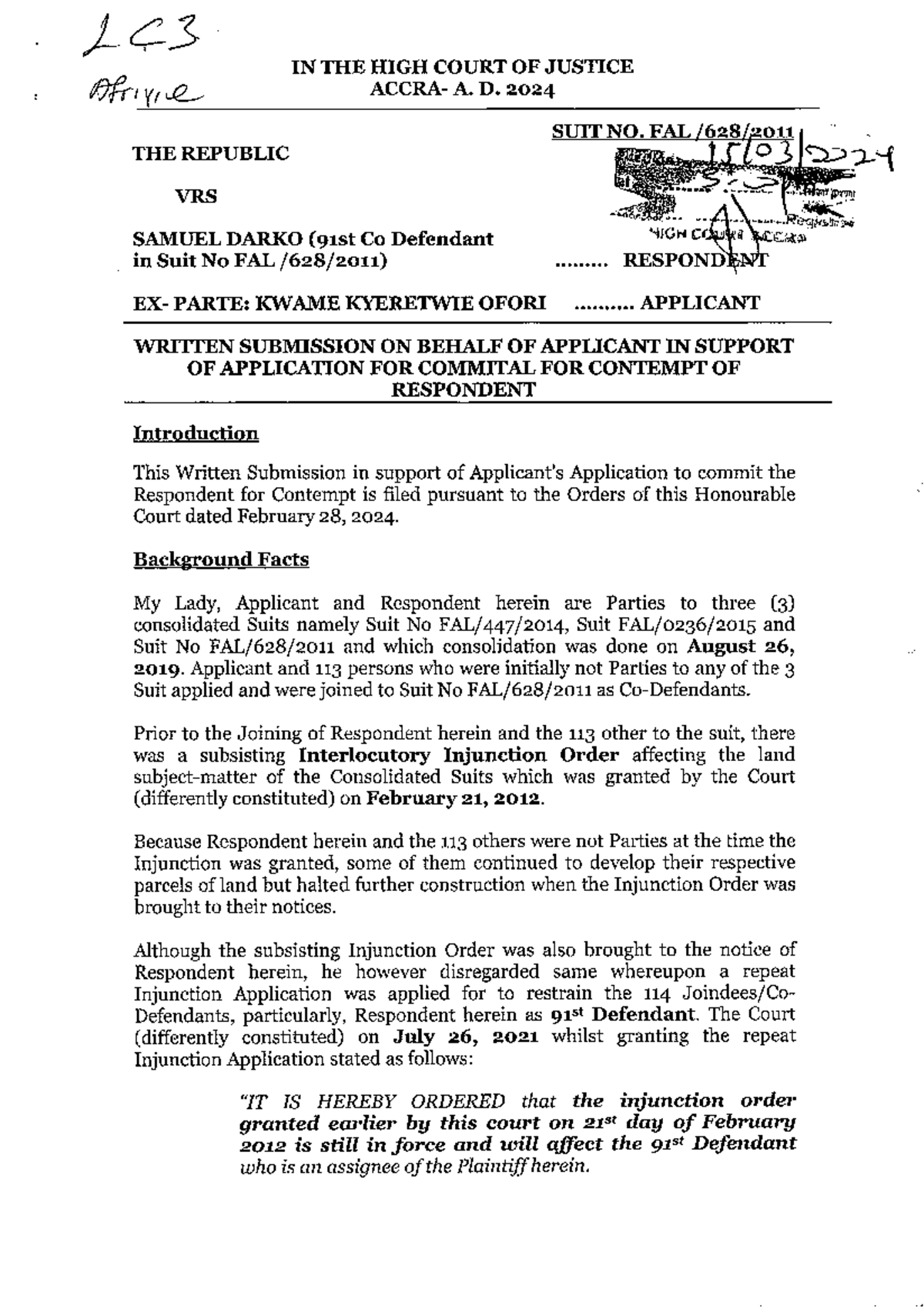 15032024 Written Submission: Contempt Application for Respondent - Studocu