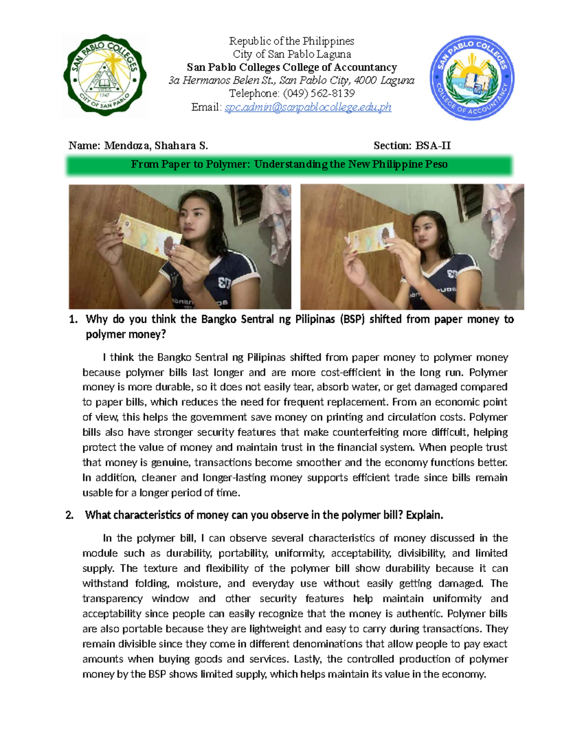 IT-Activity 1: From Paper to Polymer - Understanding the New PHP - Studocu