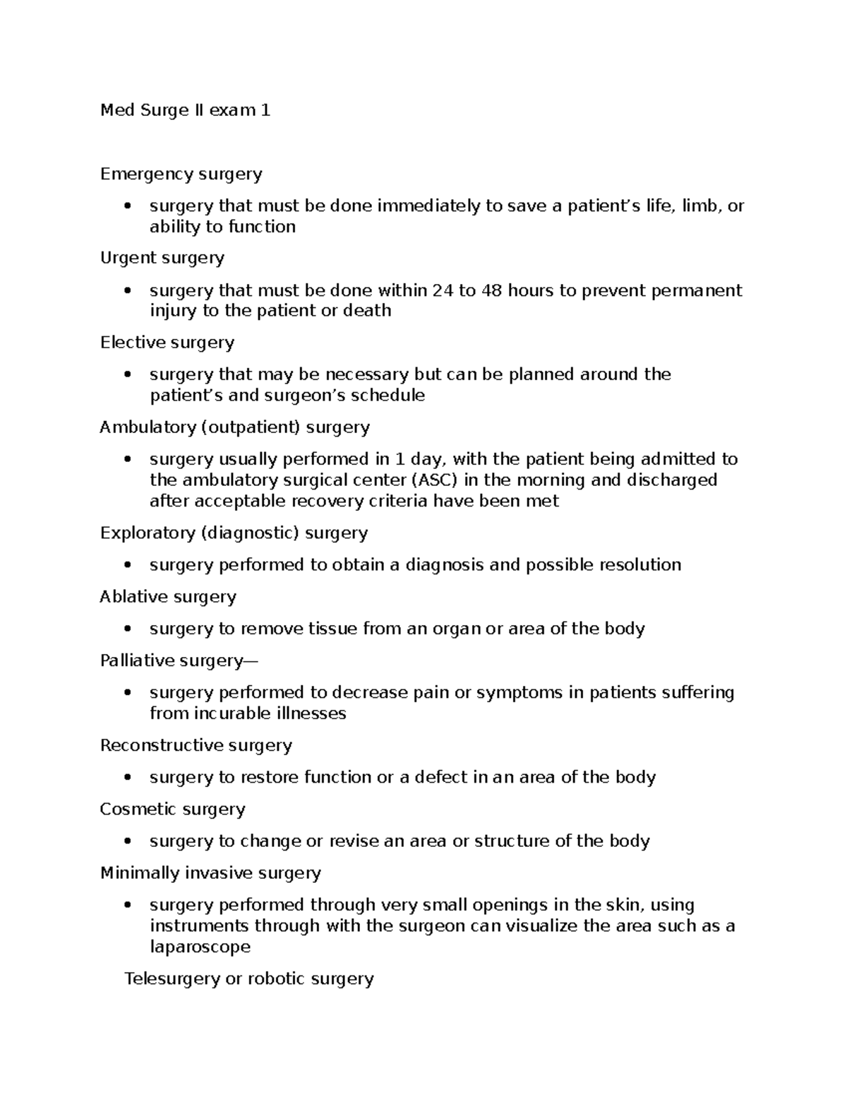 Med surge 2 exam 1 - study notes - Med Surge II exam 1 Emergency ...