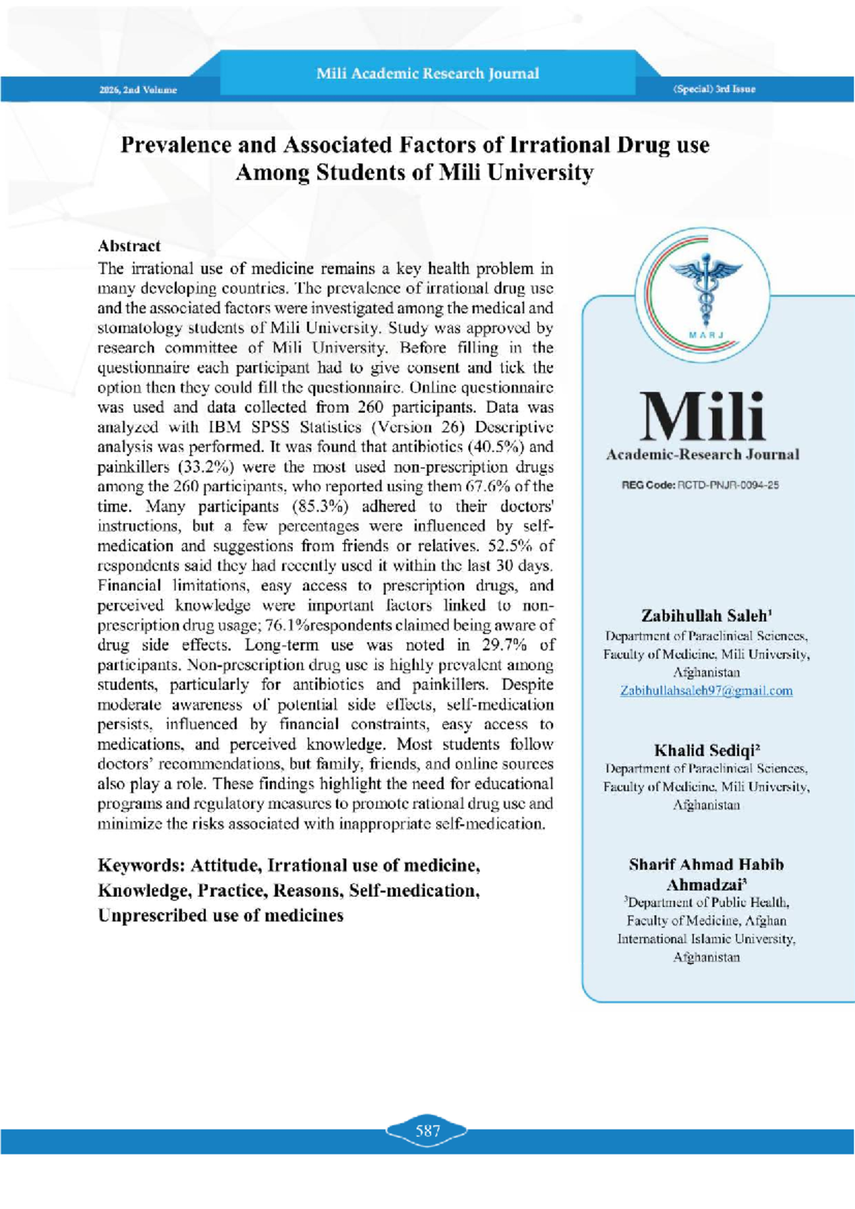 Prevalence and Factors of Irrational Drug Use Among Mili University ...