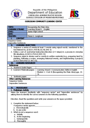 Grade 3 COT filipino - Semi- Detailed Lesson Plan SCHOOL: TAGPANGI ...