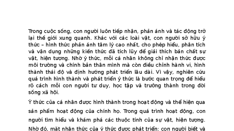 Nghiên cứu về Ý thức và Phát triển Tâm lý - Bbbbbb - Studocu
