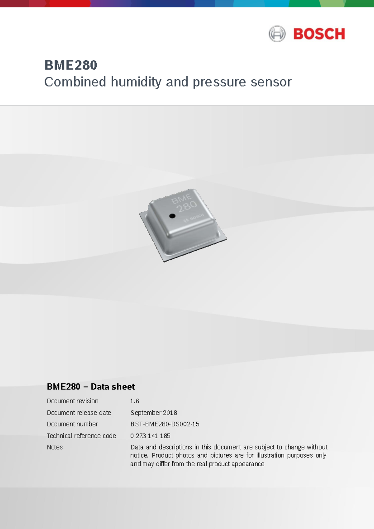 BME280 Technical Reference: Humidity & Pressure Sensor Data Sheet - Studocu
