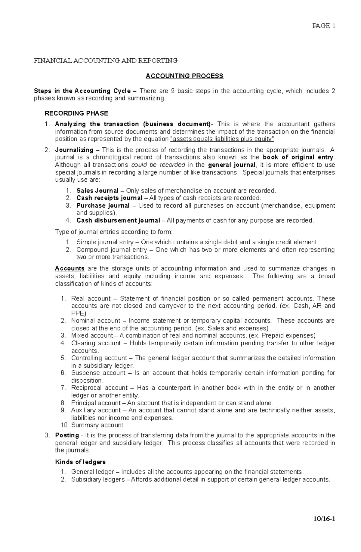 ACCT 101: Comprehensive Accounting Reviewer with Examples - Studocu