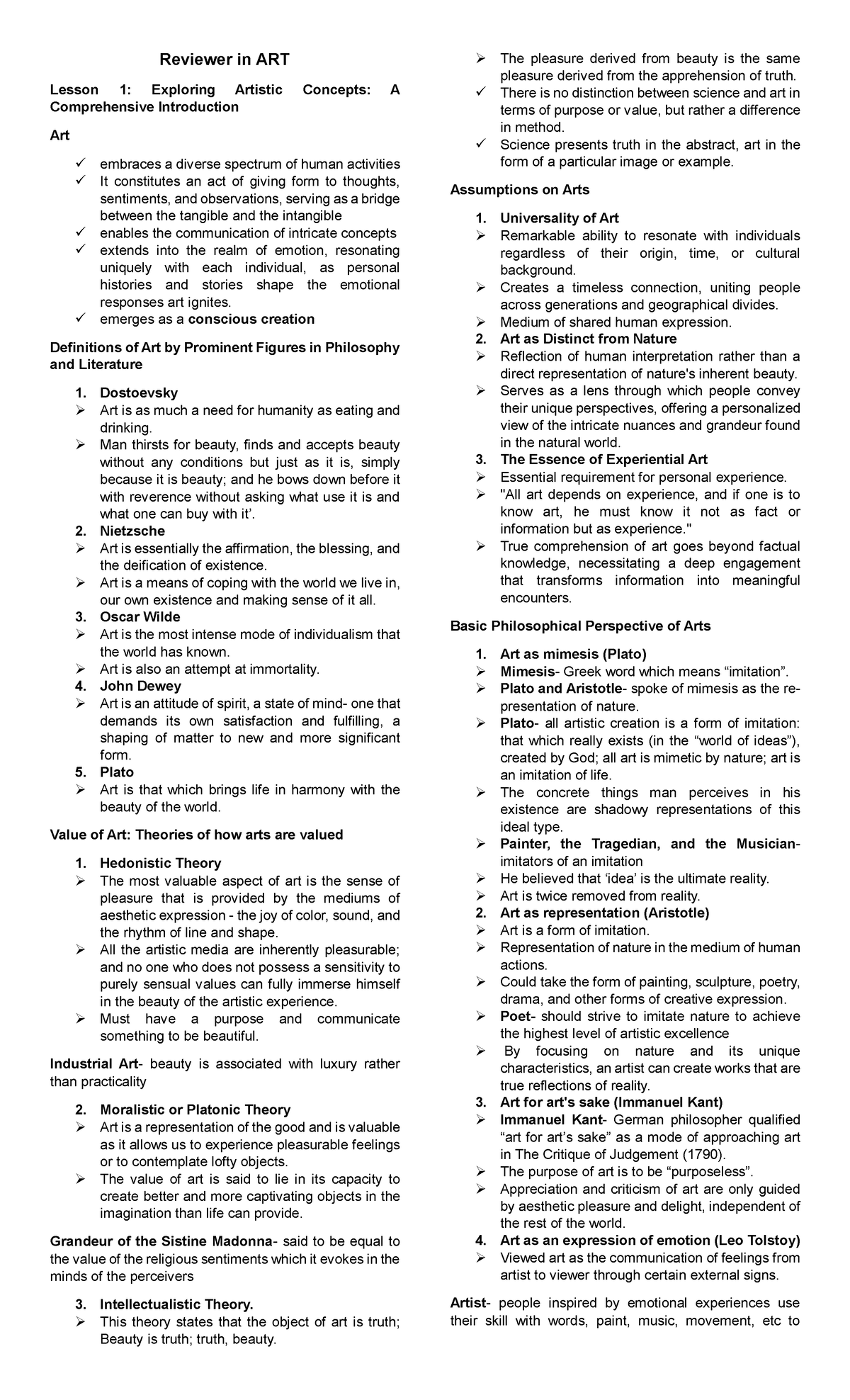 ART APP: Lesson 1 Review - Exploring Artistic Concepts and Theories ...