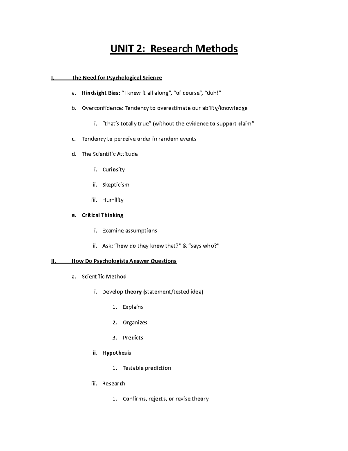 UNIT 2 - Research Methods Notes for Psychology Course - Studocu