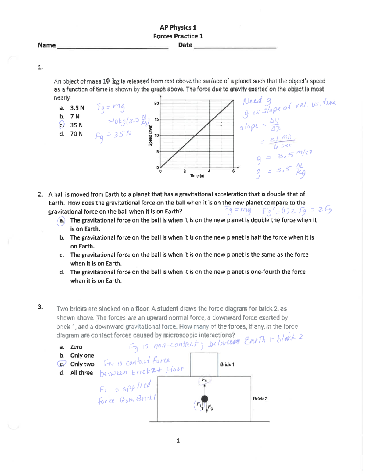 AP Physics 1 Forces Practice 1: Detailed Solutions and Explanations ...