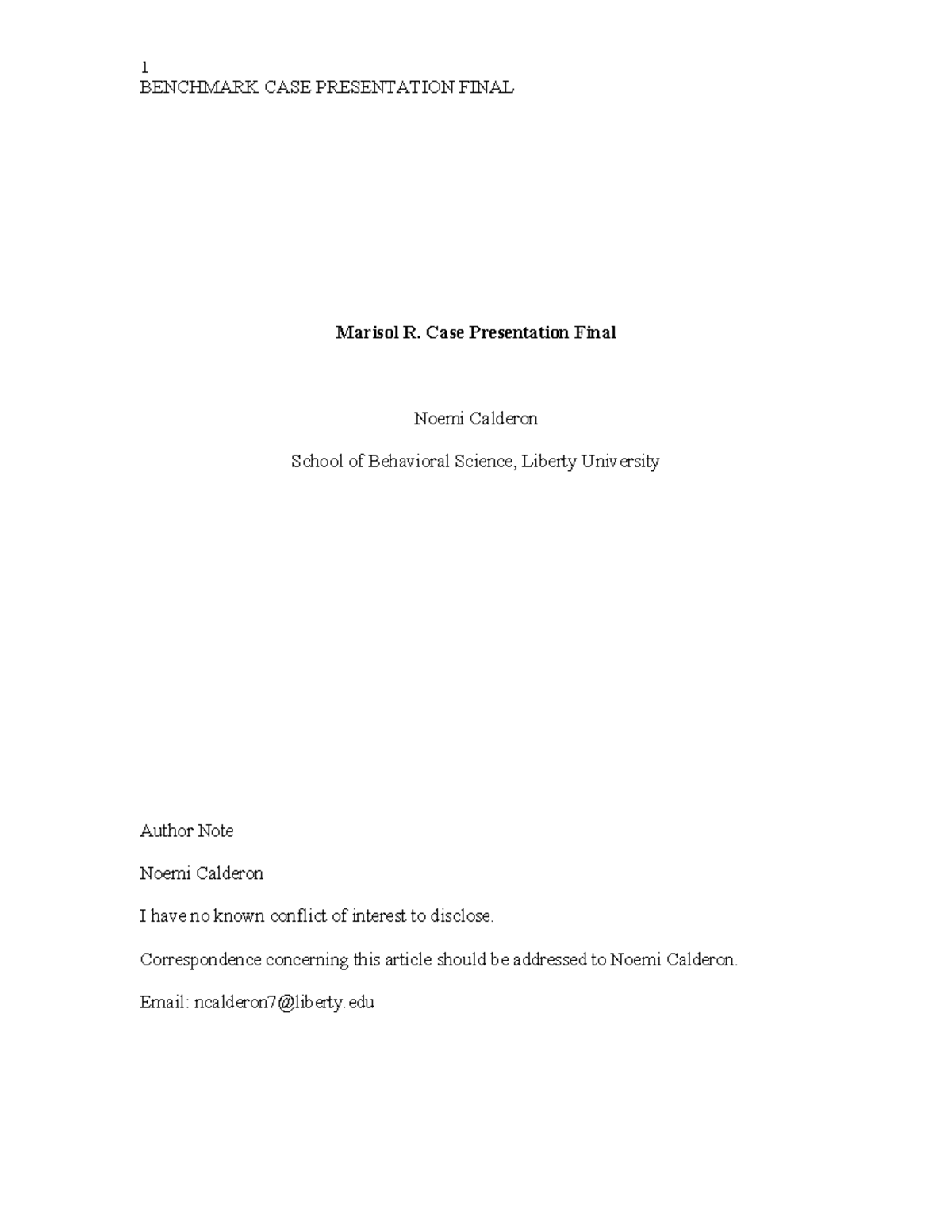 Benchmark Case Presentation: Marisol R. - Final Exam Analysis - Studocu