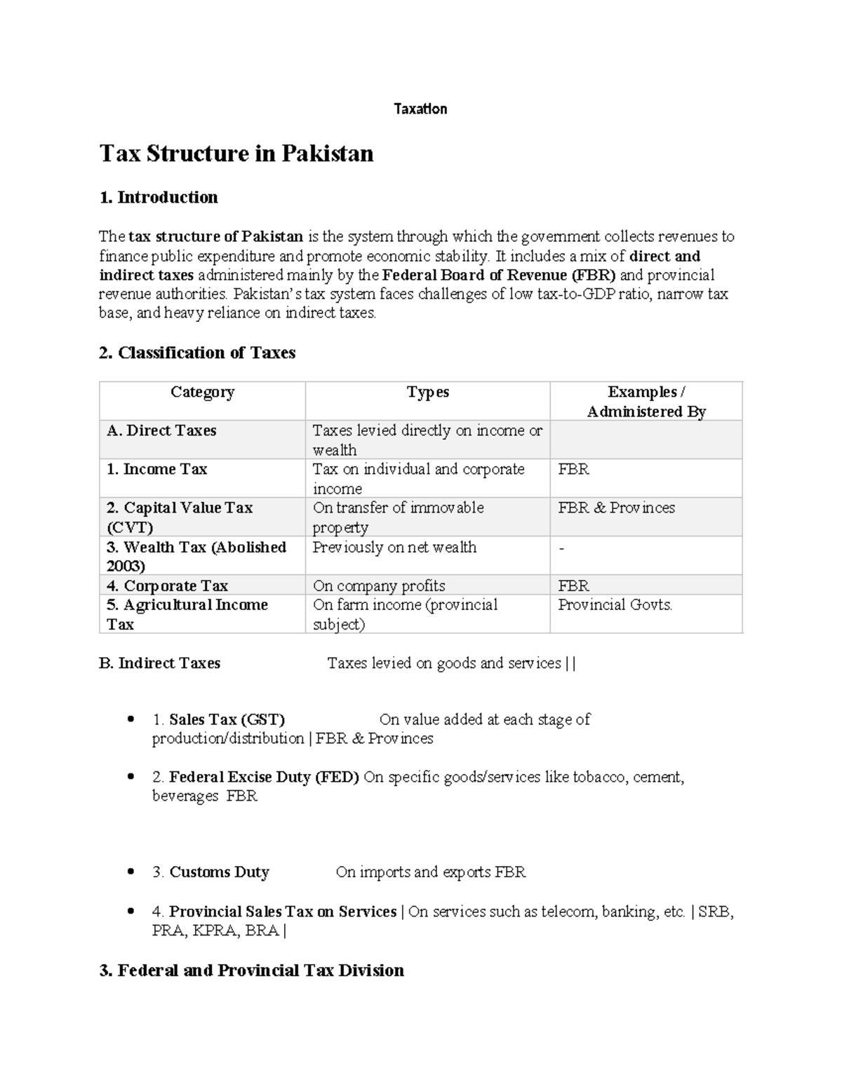 Taxation Structure in Pakistan: Challenges and Reforms Analysis - Studocu