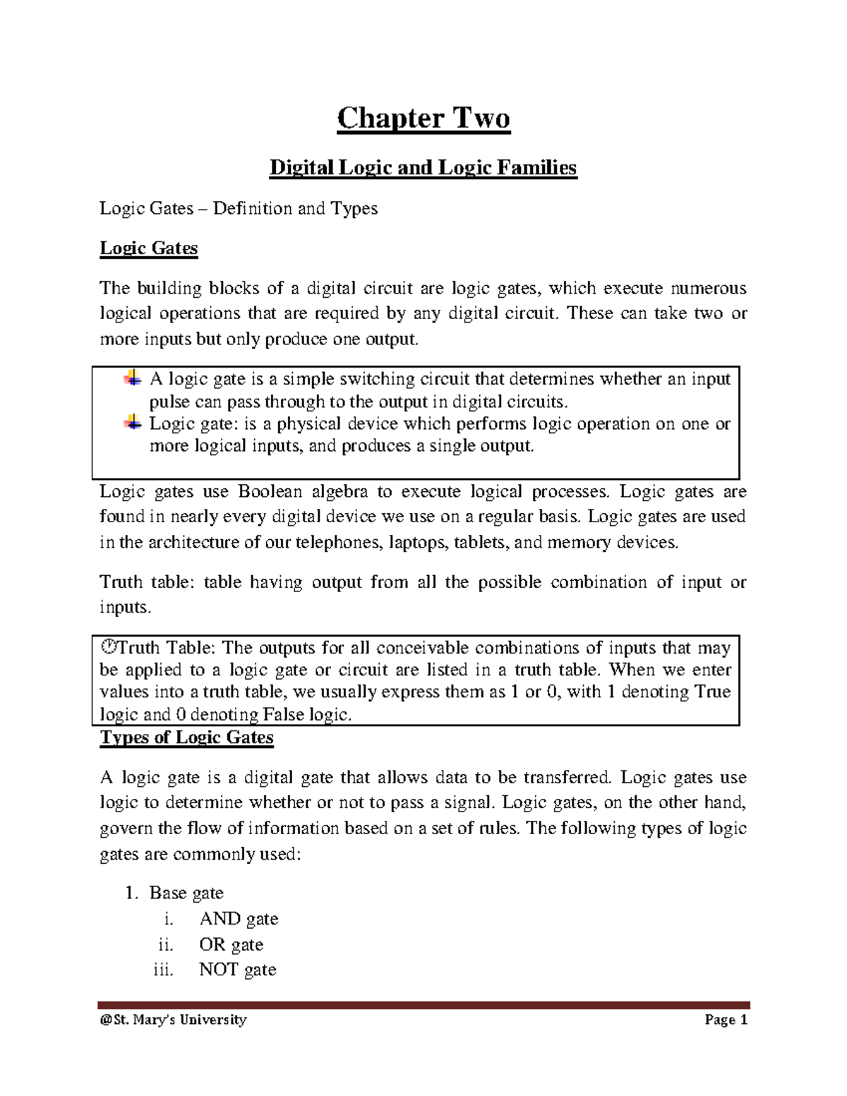 Chapter 2 - Digital Logic Gates: Definitions, Types & Families - Studocu