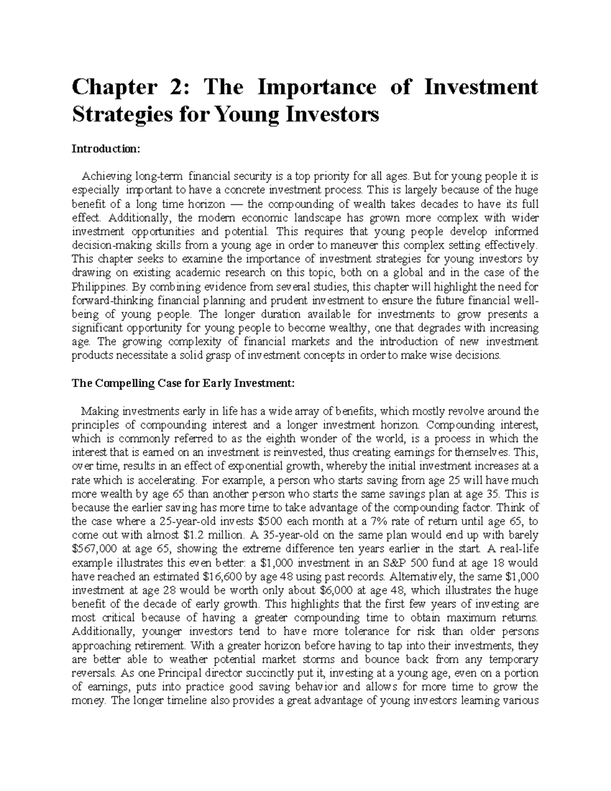 Research Importance of Investment - Chapter 2: The Importance of ...