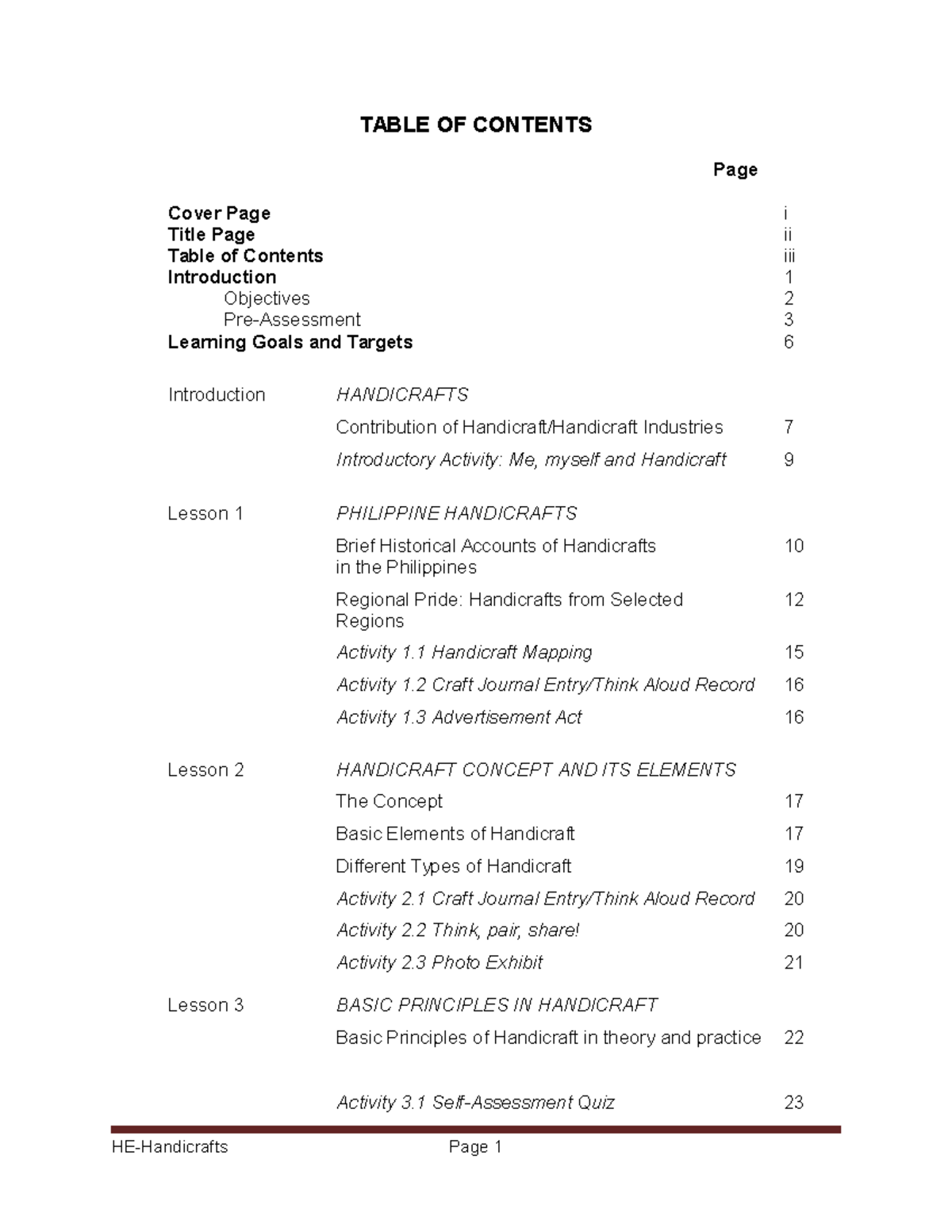 grade 7 tle module- Handicraft......grade 7 tle module- Handicraft ...