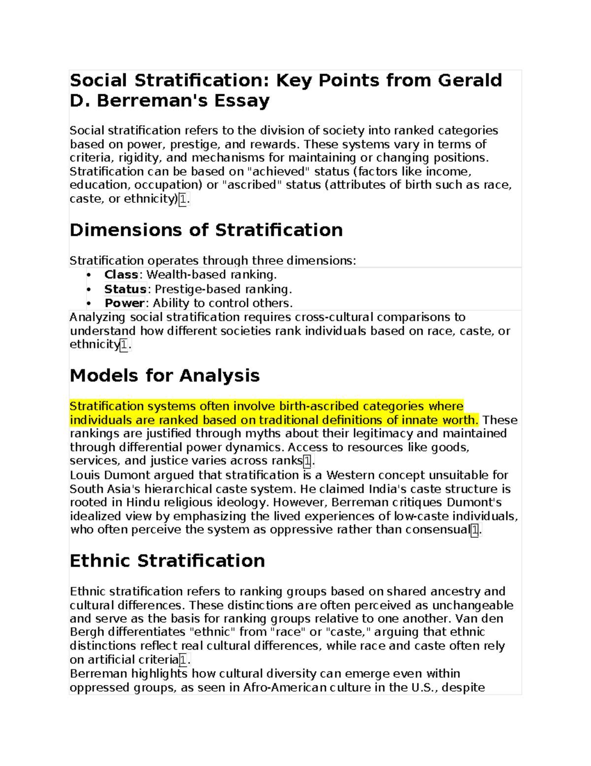 Social Stratification: Key Insights on Race and Caste Systems - Studocu