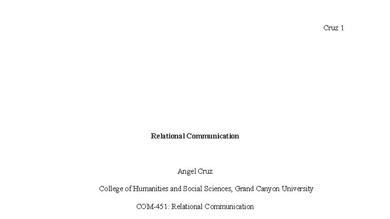 Relational Communication Insights - Angel Cruz (CHSS 2025) - Studocu