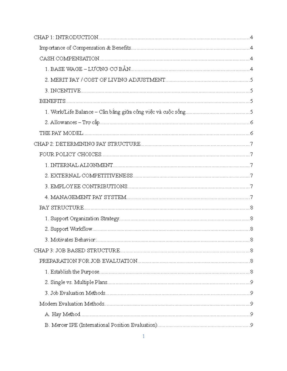 COMPENSATION & BENEFITS OVERVIEW: CHAP 1-8 STUDY NOTES (CNB) - Studocu