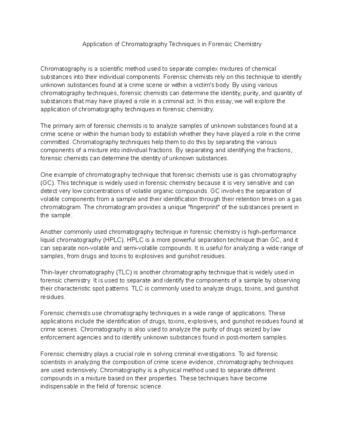 Chromatography Techniques in Forensic Chemistry: Applications & Impacts ...